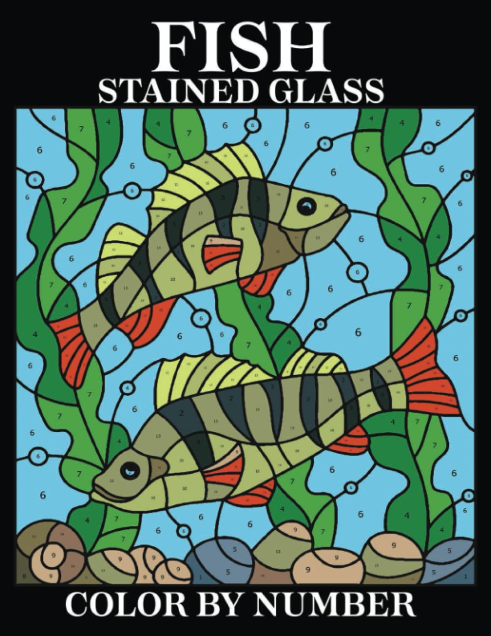 Buy Fish Stained Glass Color By Number: Adult Coloring Book, Realistic ...