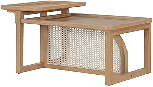 Amazon.com: Rectangular Nesting Coffee Table, 39.6Inch Nesting Rattan ...