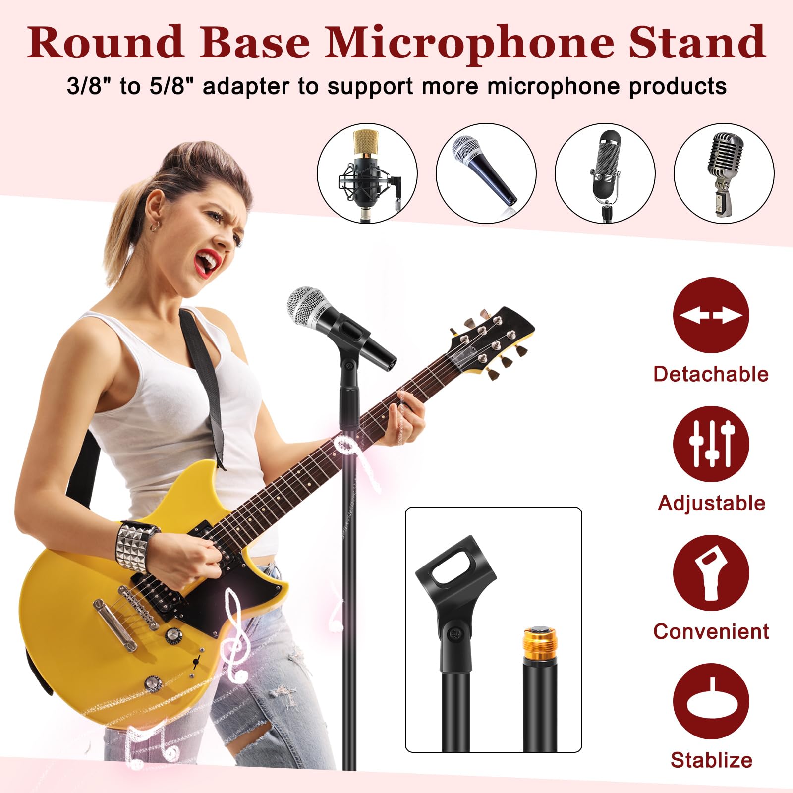 Snapklik.com : Copkim 2 Sets Mic Stand Round Base Microphone Stand ...