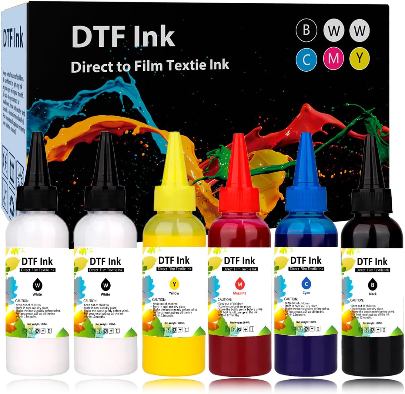 Amazon.com: Chipink DTF Ink 6x100ml,Premium DTF Transfer Ink Refill for ...