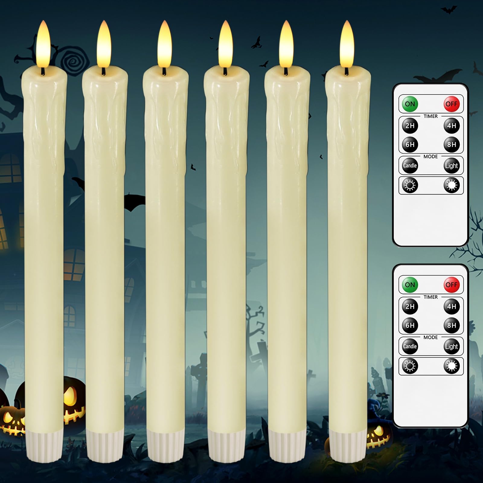Amazon.com: Lezonic Ivory Flameless Taper Candles Battery Operated with ...