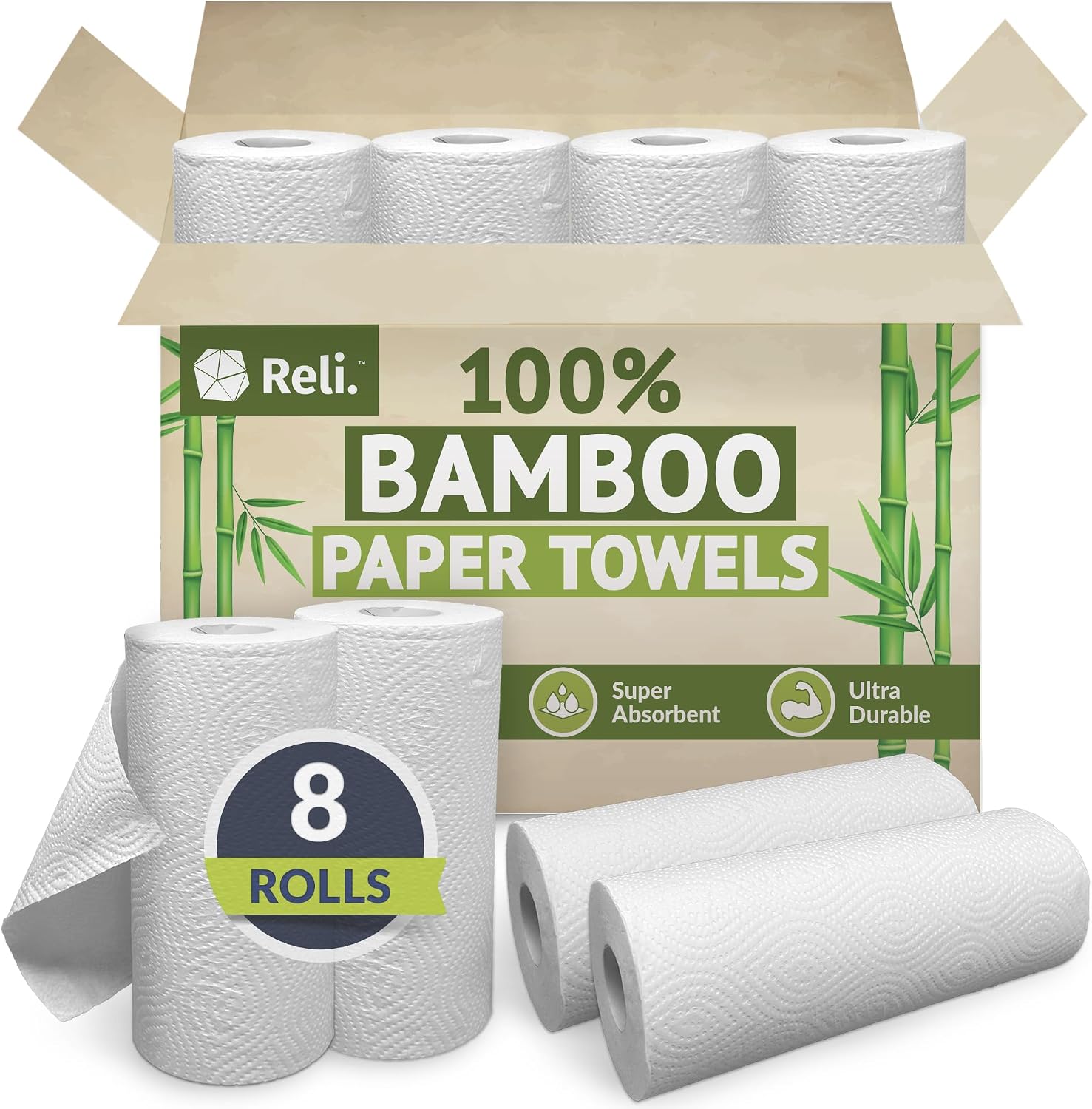 Amazon.com: Reli. Bamboo Paper Towels (8 Pack) | Paper Towels Rolls 2 ...