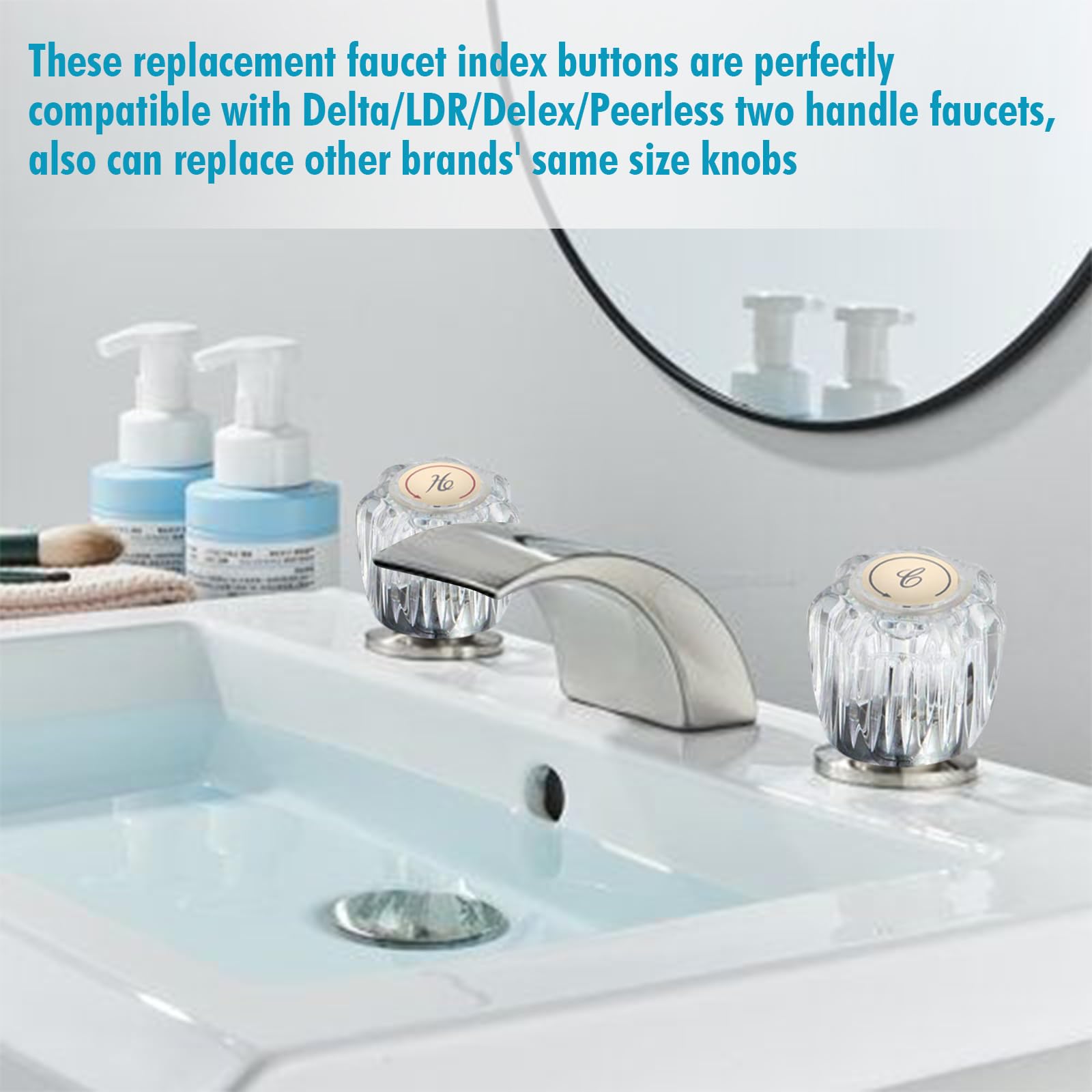 Snapklik.com : Replacement Hot And Cold Crystal Acrylic Faucet Knobs ...