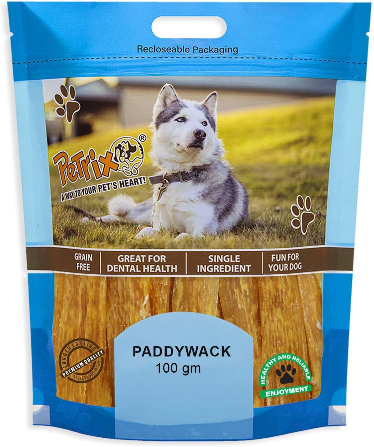 Petrix Buffalo Tendon Dog Chew Paddywack- 100g, Natural Protein Rich ...