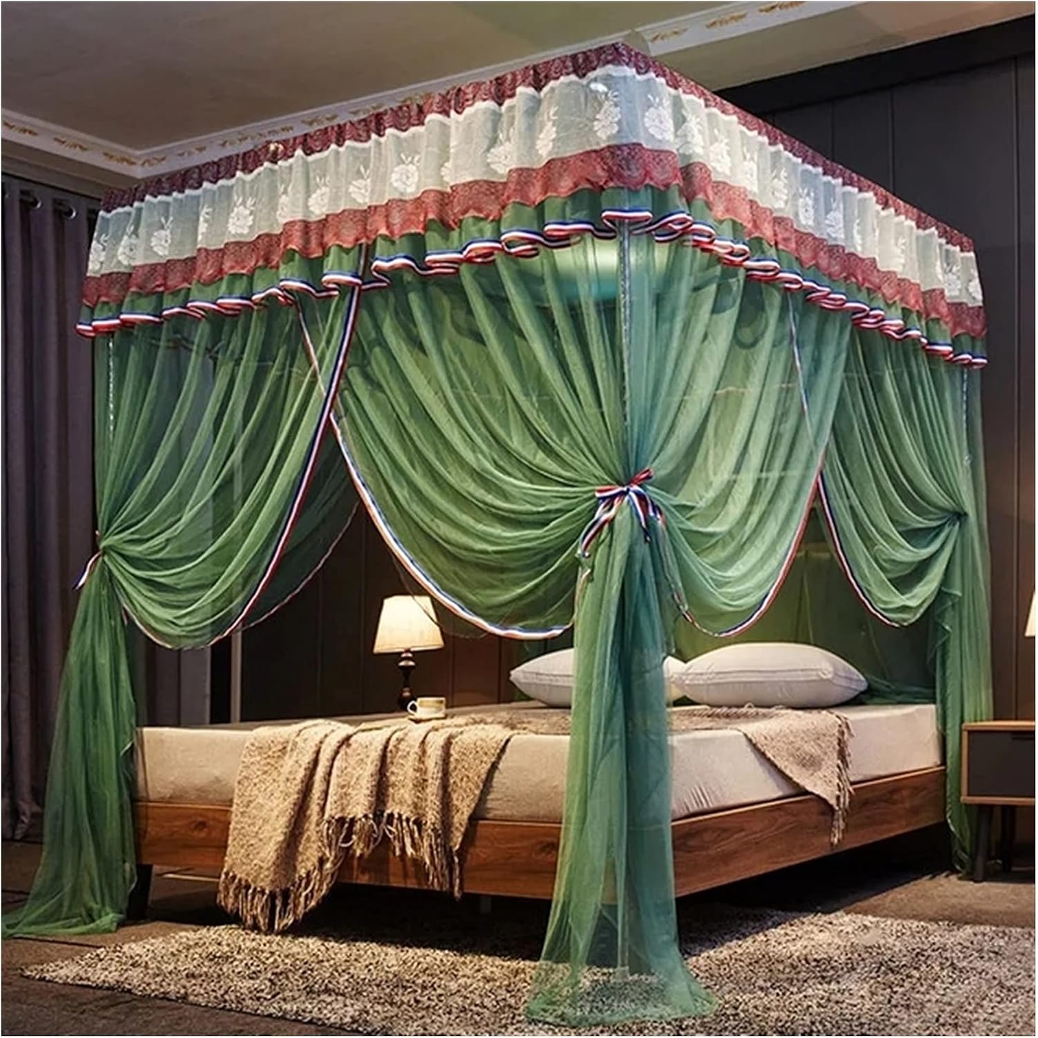Amazon.com: BNNP Bed Canopy Curtain Romantic Bed Canopy Curtains, 4 ...