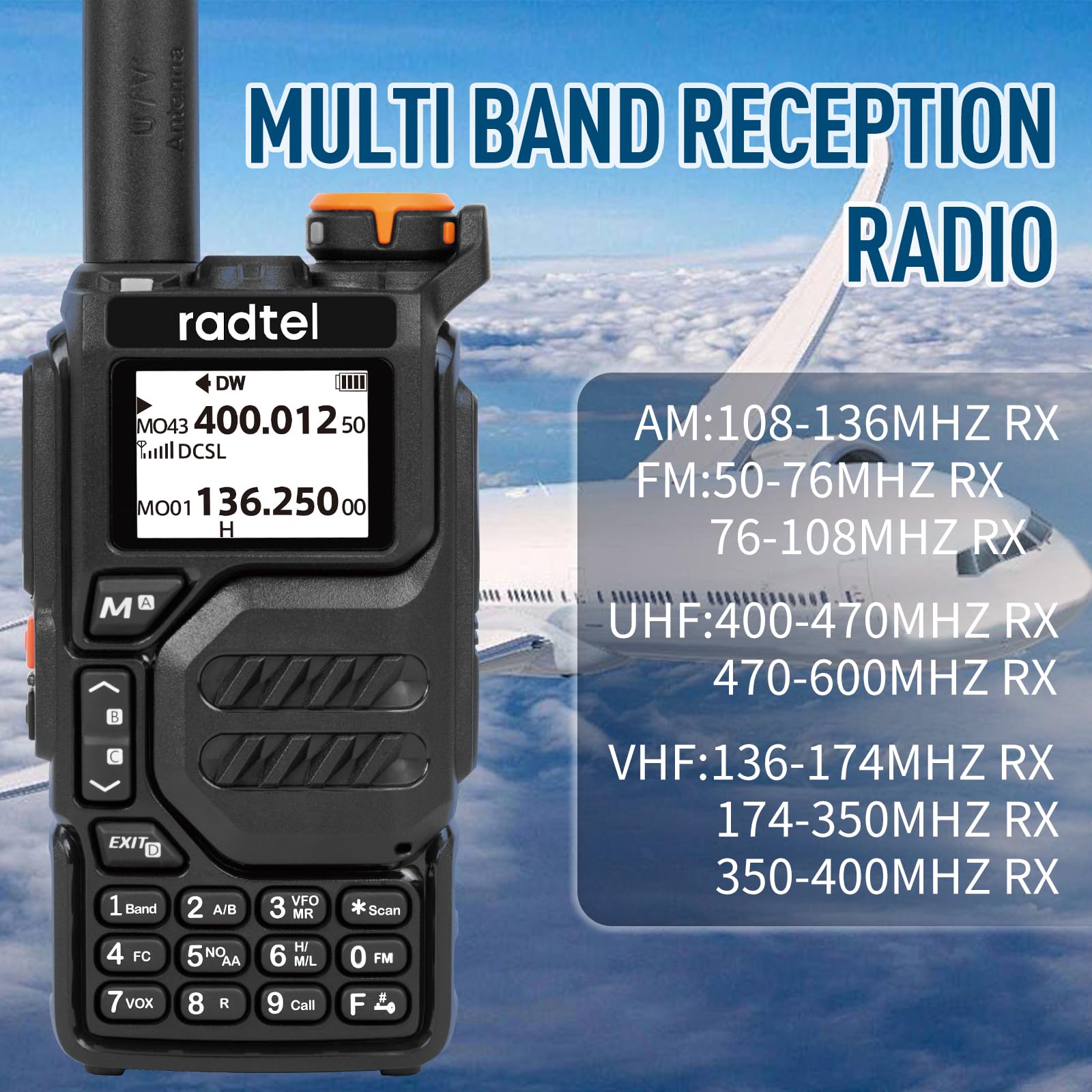 Snapklik.com : Radtel RT-590 Tri-Band Radio Air Band Receive Two-Way ...