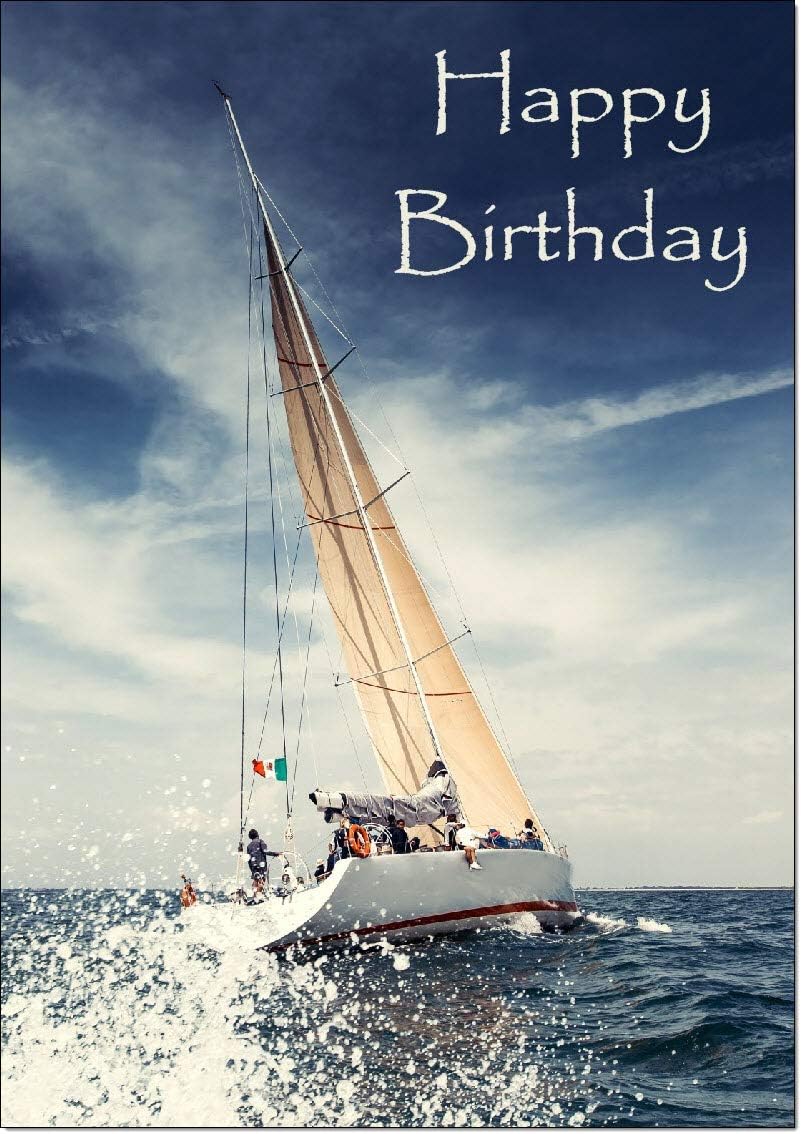 doodlecards Male Happy Birthday Sailing Boat Birthday Card Medium Size ...