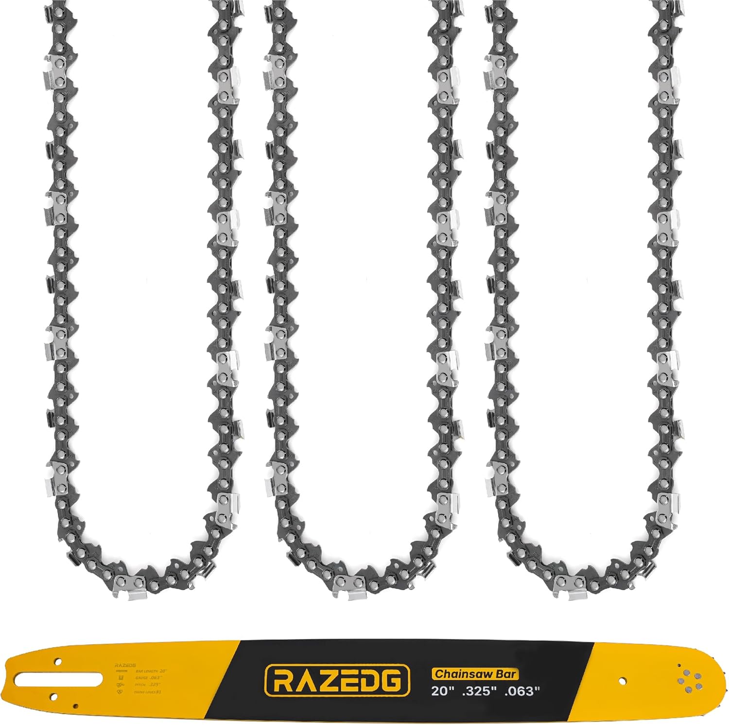 Amazon.com: RazEdg 20 Inch Chainsaw Bar and Chain Combo, .325" Pitch, 063" Gauge, 81 Drive Links ...