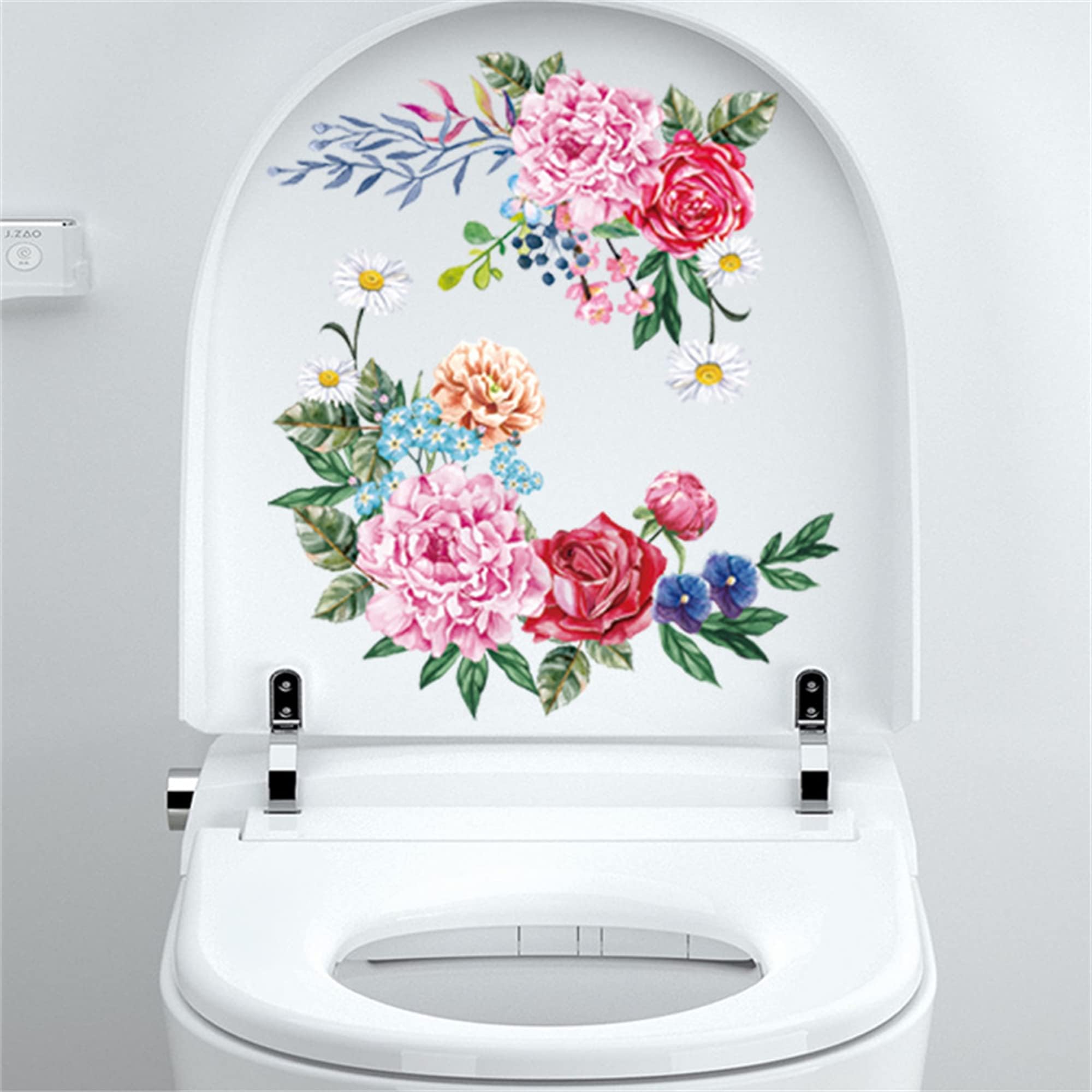 Amazon.com: Black Flowers Butterfly Bathroom Toilet Seat Lid Cover ...