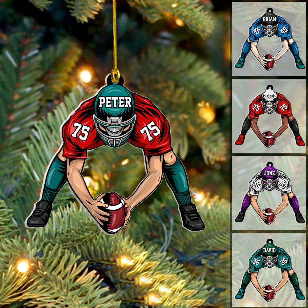Amazon.com: Personalized Football Player Christmas Ornaments, Custom ...