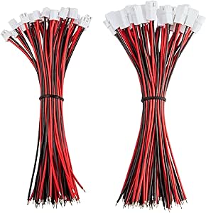 Amazon.com: Chanzon 30 Pairs Jst-XH 2.54mm Pitch 22AWG 2 Pin Plug Connector with 7.87inch(20cm ...