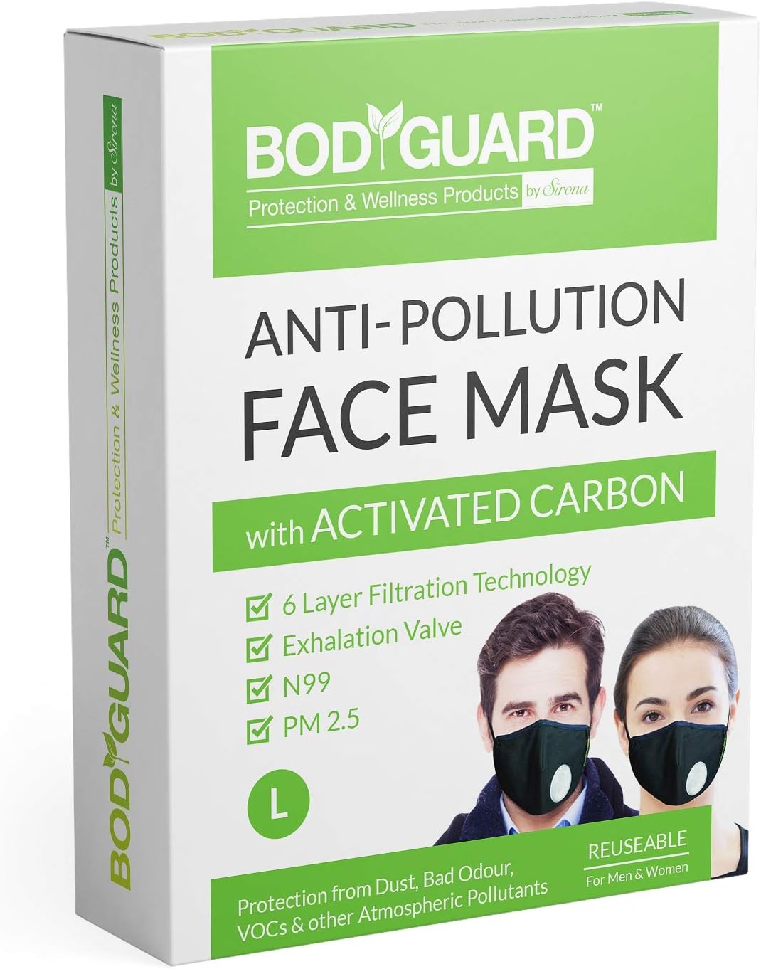 Bodyguard N99 + PM2.5 Cotton Reuseable Face Mask (Black, With Valve ...