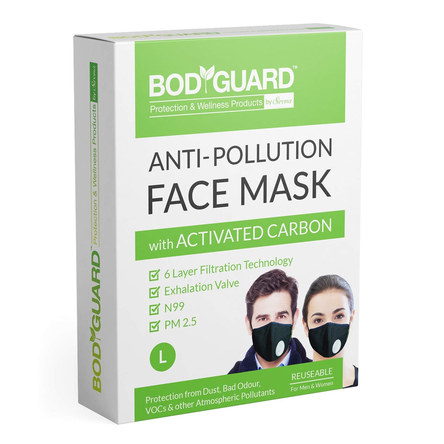 Bodyguard N99 + PM2.5 Cotton Reuseable Face Mask (Black, With Valve ...