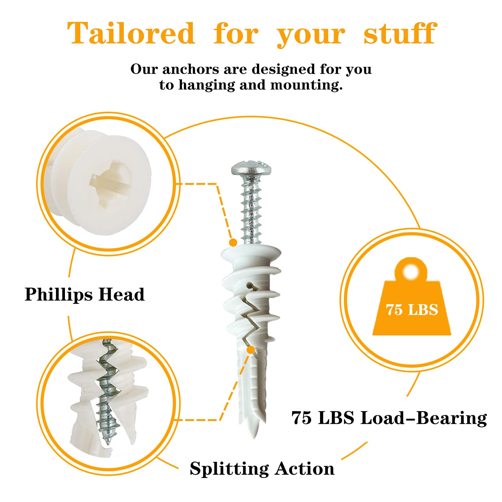 Snapklik.com : Heavy Duty Drywall Anchors And Screws Kit, Combination ...