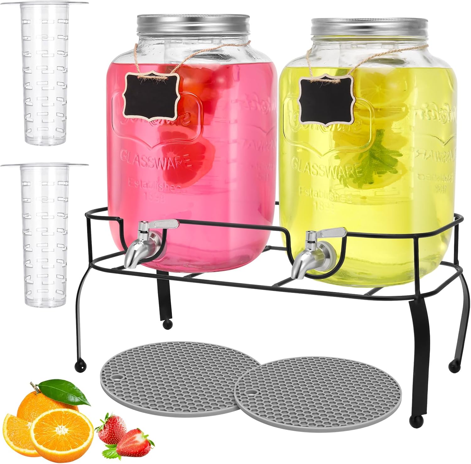 Amazon.com | Guiqulai Party Glass Beverage Dispenser,Set of 2-Gallon ...