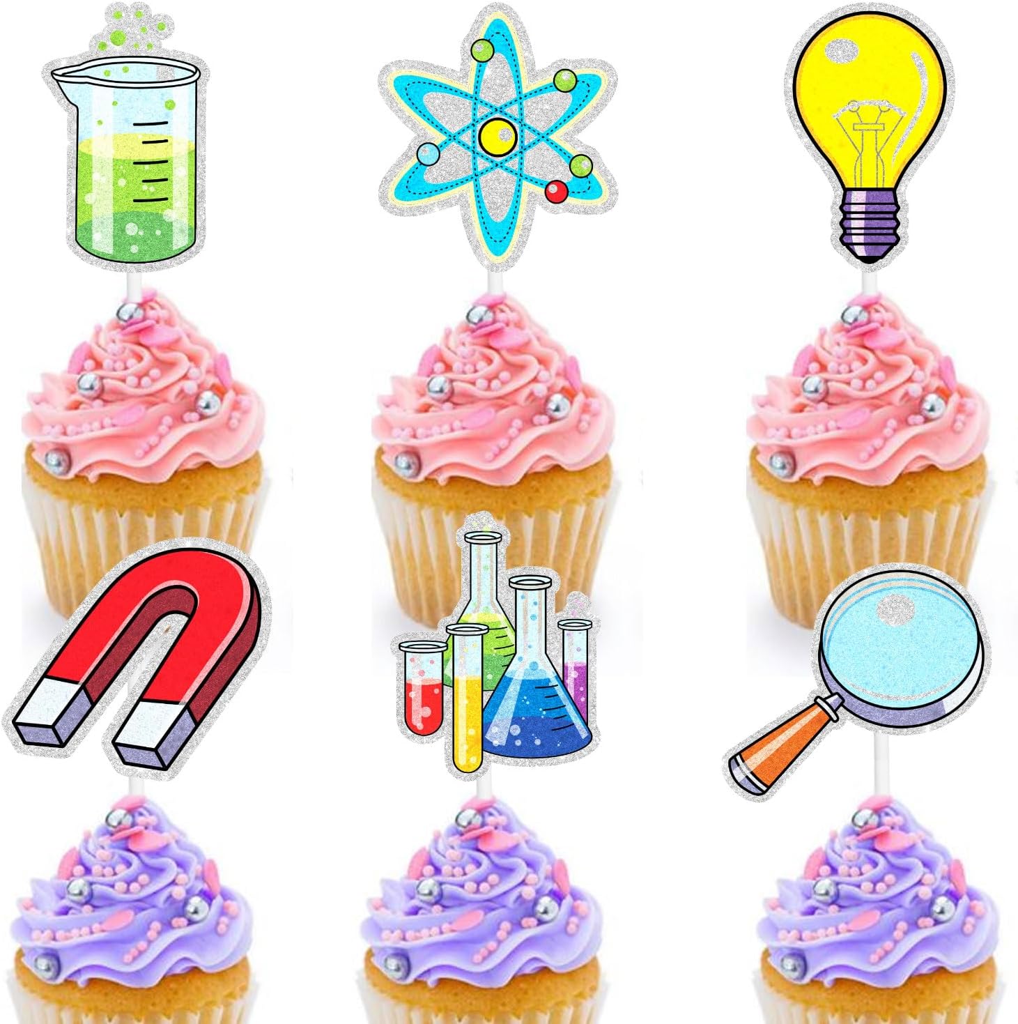 Amazon.com: Mad Scientist Science Edible Cupcake Toppers Decoration ...
