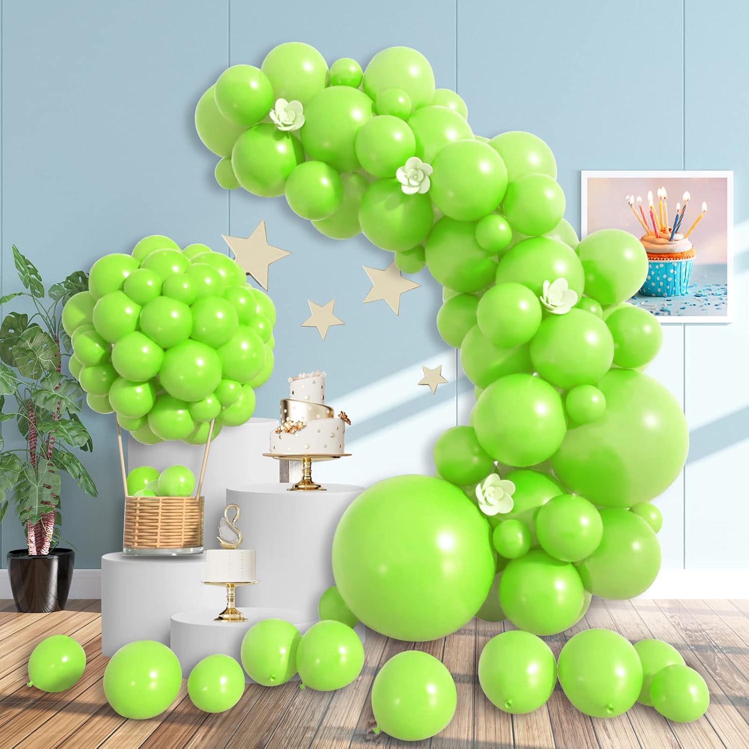 Amazon.com: YUEARN Lime Green Balloons, 132PCS Light Green Balloon ...