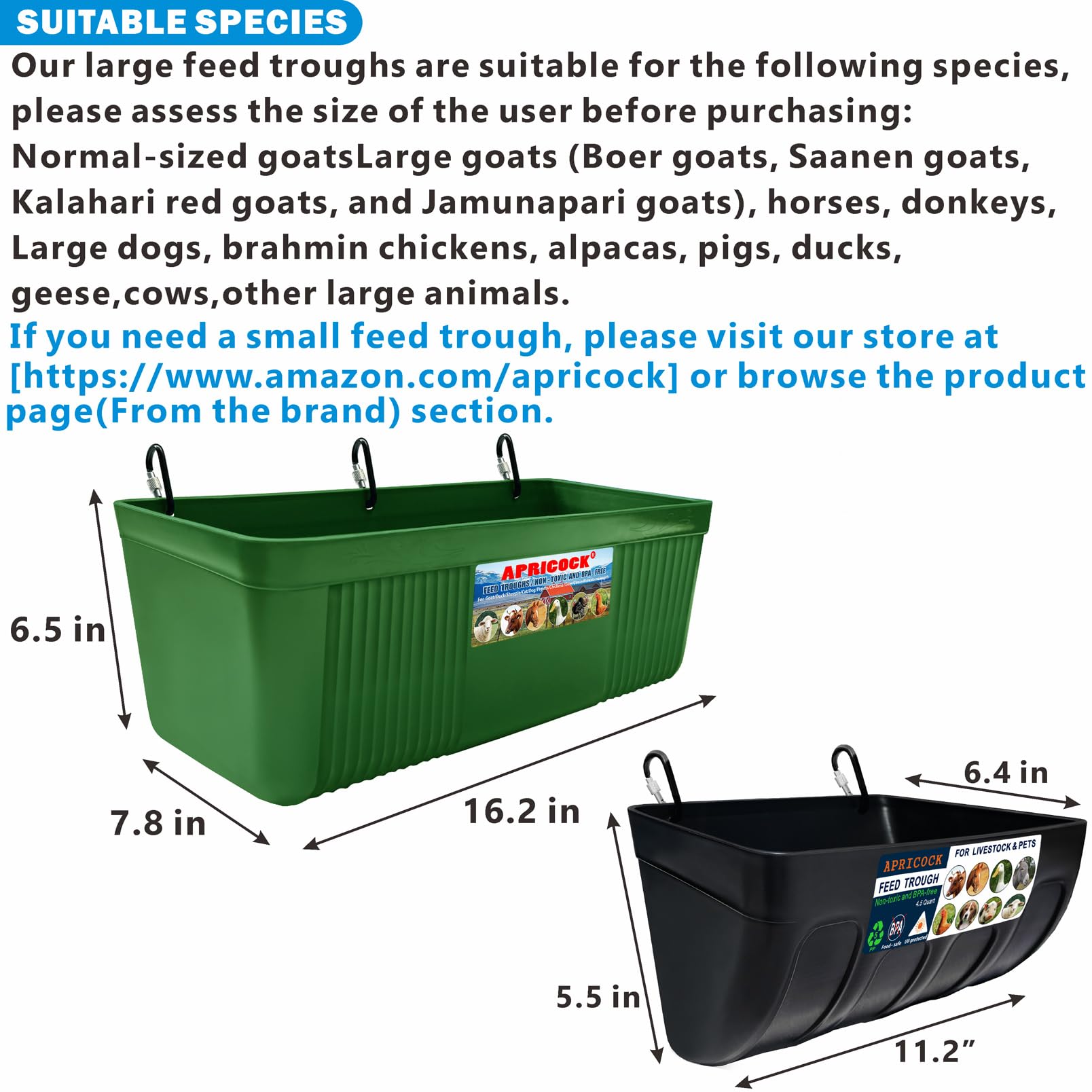 Snapklik.com : Large Feed Trough And Goat Feeder - 2 Pack Hanging Feeder