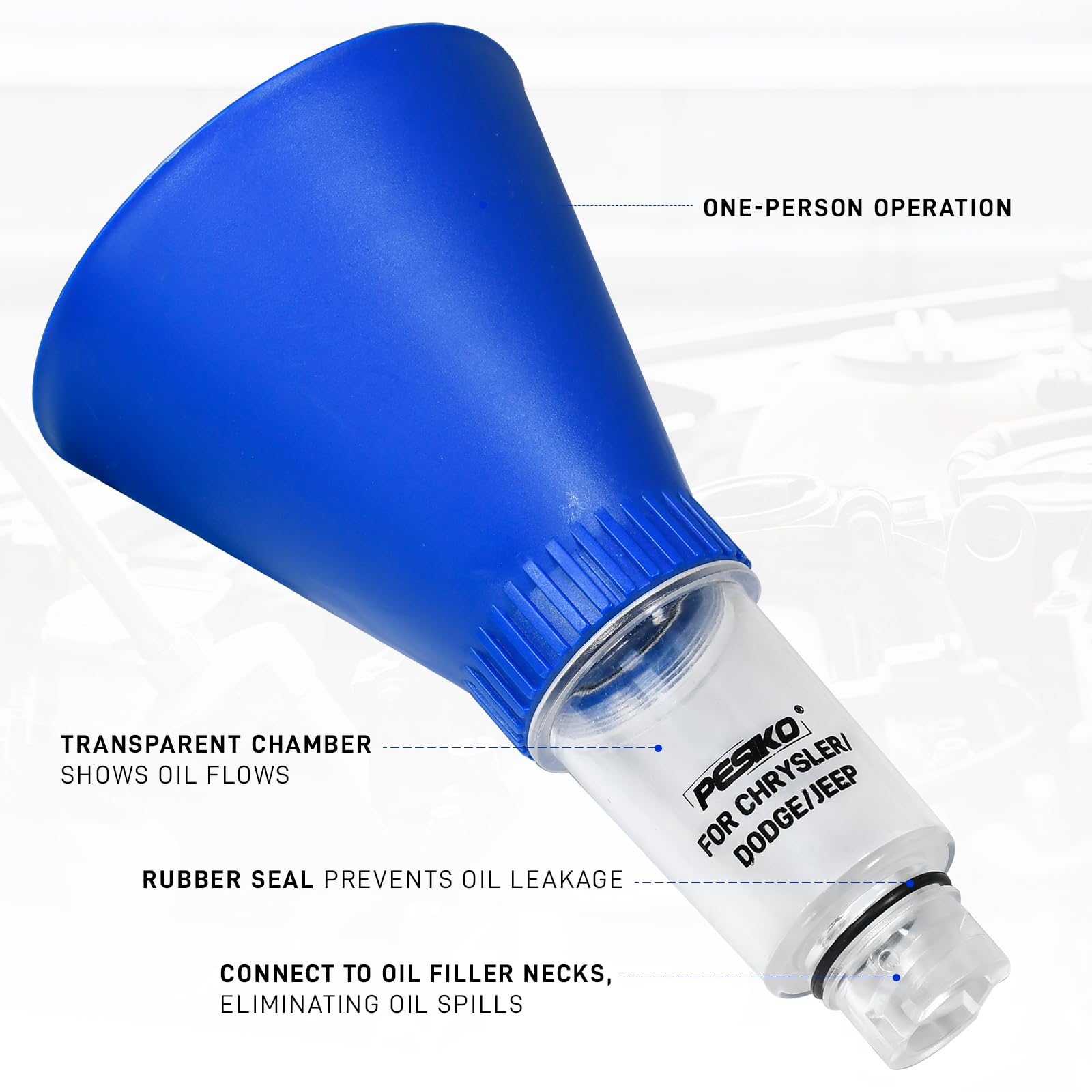Snapklik.com : PESIKO Engine Oil Funnel Spill-Free Hands-Free Compatible