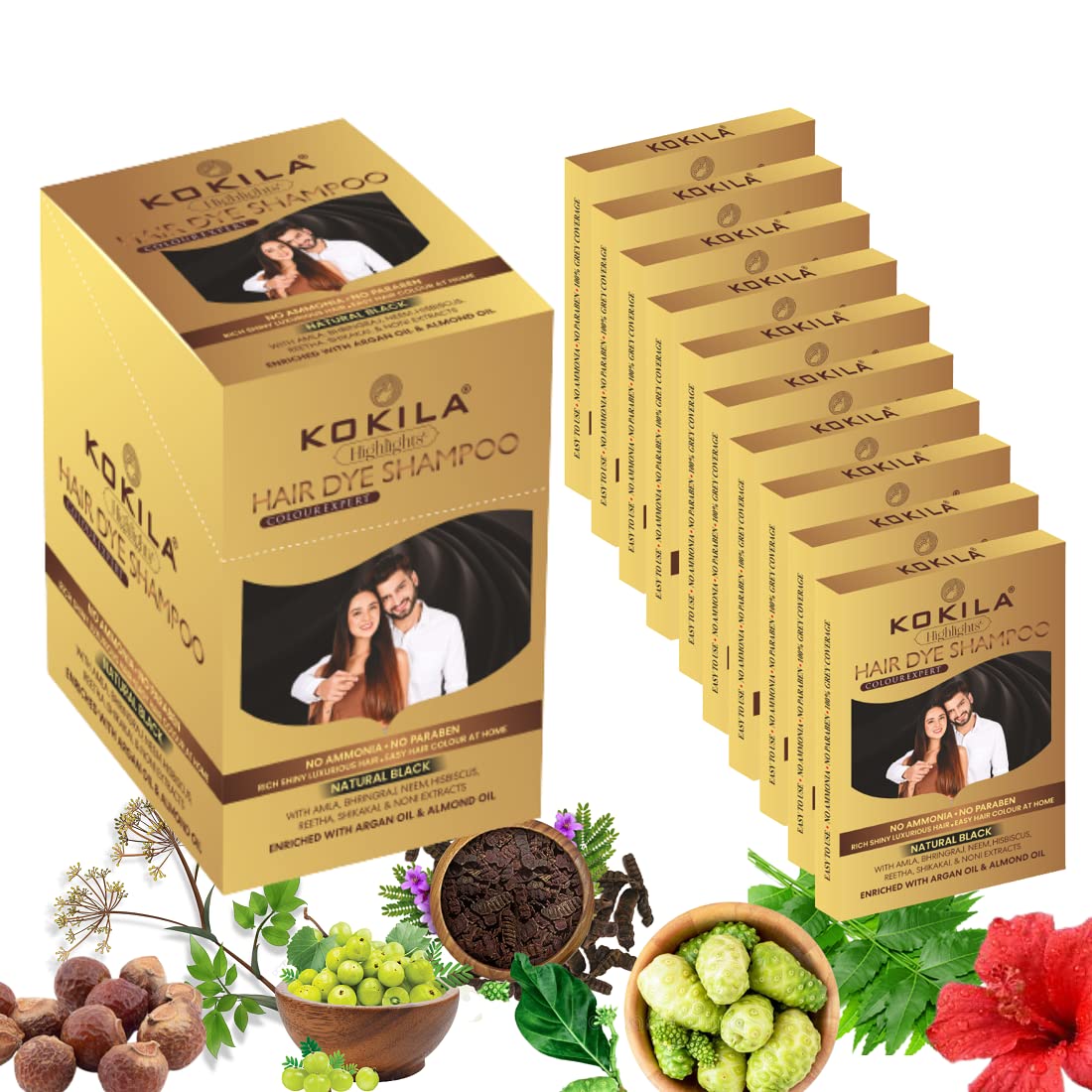 Buy Kokila Unisex Hair Color Shampoo Sachet, Color in just 5 minutes ...