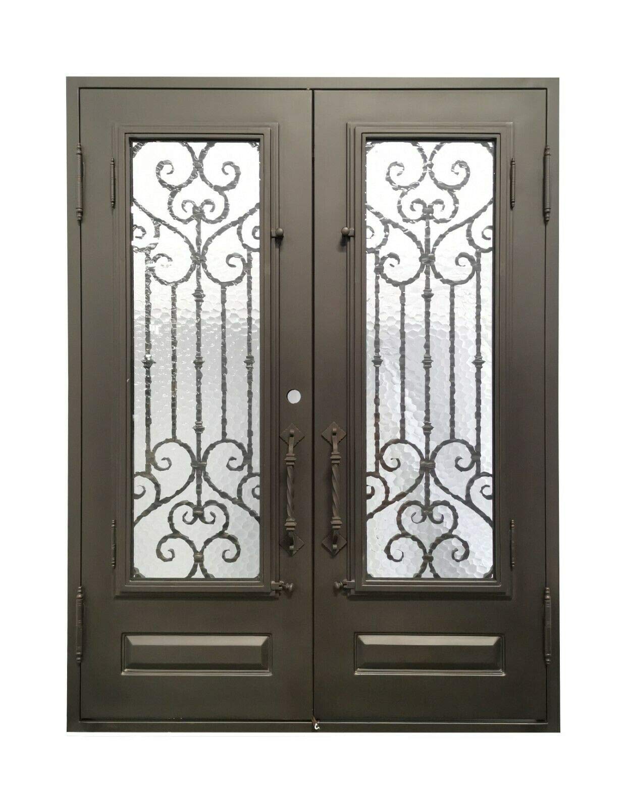 Custom Wrought Iron Double Front Entry Door Classic Grid, 44% OFF