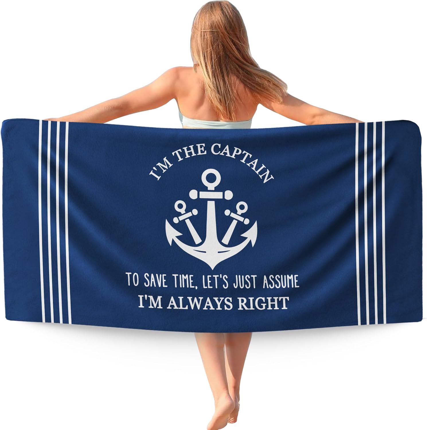 Amazon.com: WAITPI I'm Captain Anchor Beach Towel, Funny Lake Boat ...