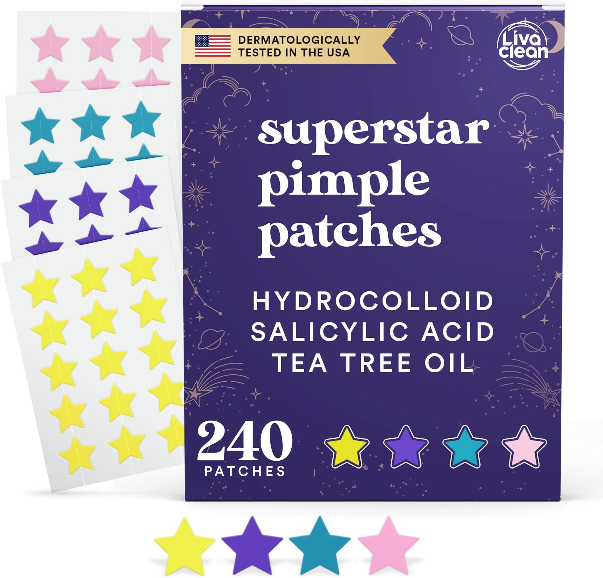 Amazon.com: LivaClean Superstar Patches 240 CT Pimple Patches for Face ...
