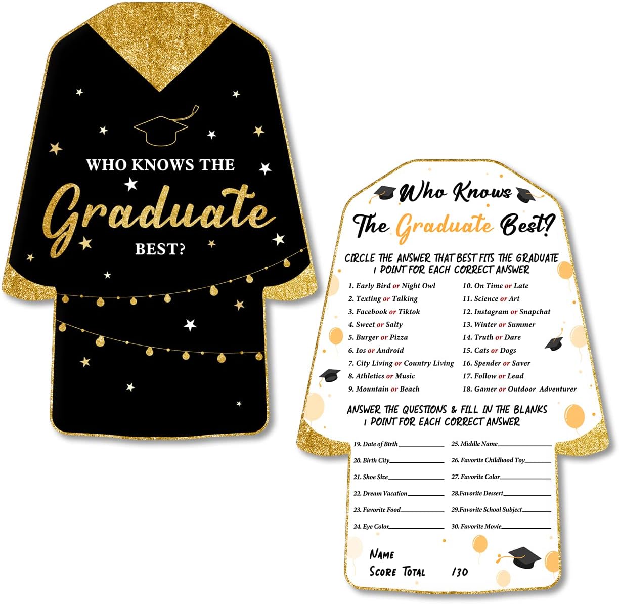 Amazon.com: 30 Pack Glitter Who Knows Graduate Best Graduation Game ...