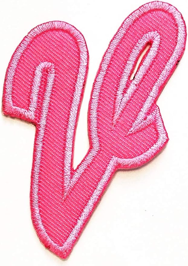 Amazon.com: PP Patch Pink Alphabet Letter V Patch ABC Letter School ...