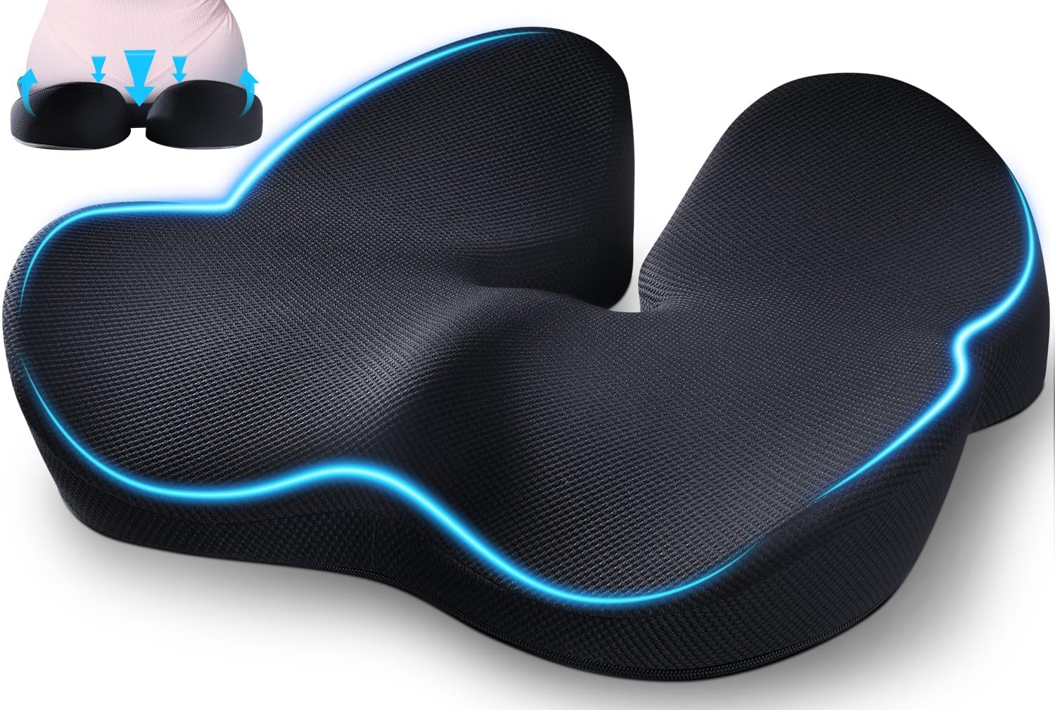 Amazon.com: ROYI Memory Foam Seat/Chair Cushion for Relieves Back ...