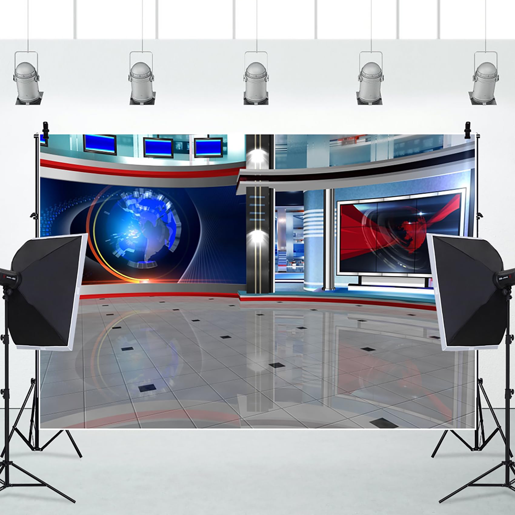 Detective Backdrop CORFOTO 7x5ft Live News Broadcast Hall Backdrop ...