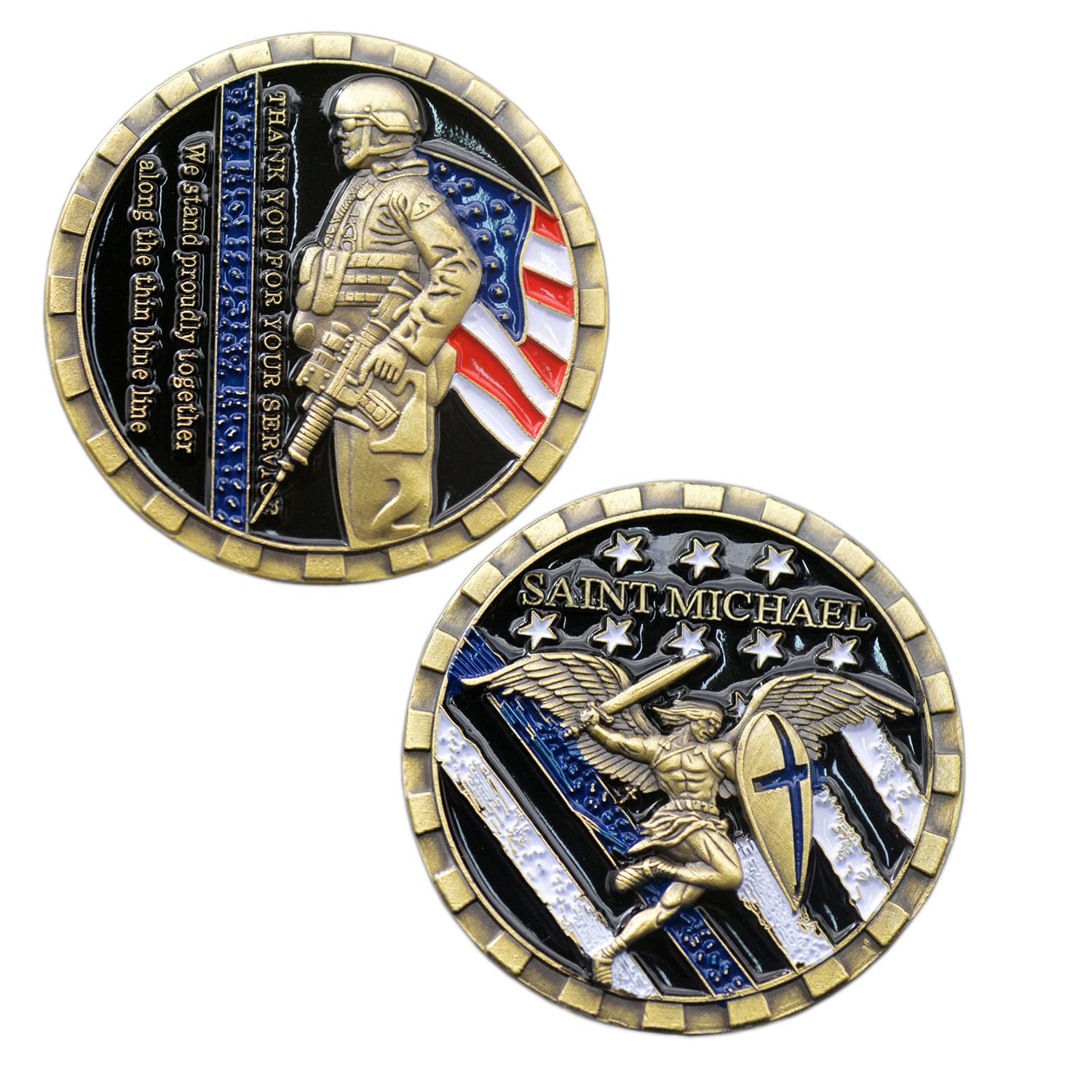 Amazon.com: Joygulls US Police Officer Challenge Coin Saint Michael ...