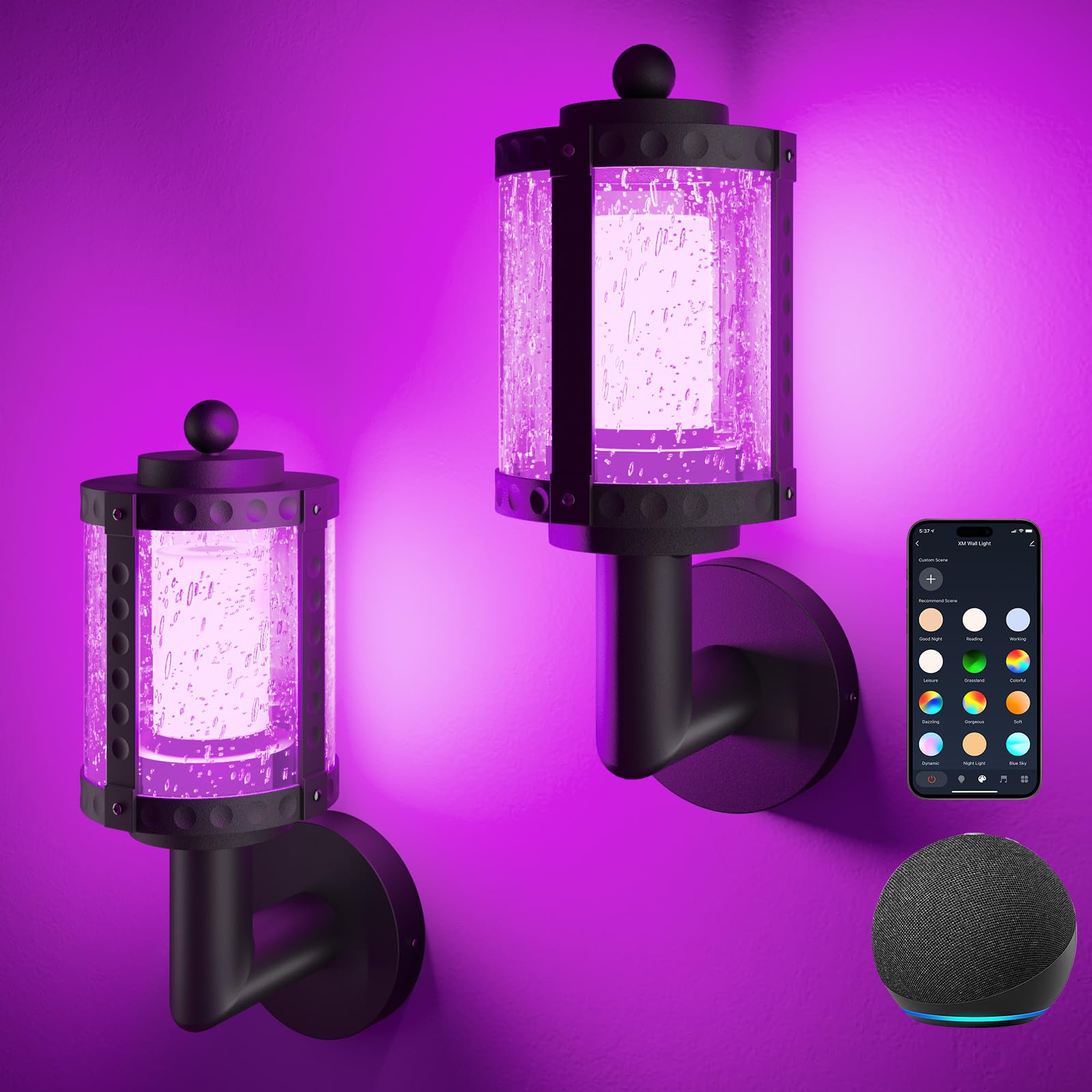 XMCOSY+ Outdoor Wall Lights, 1100LM Smart Porch Lights Outdoor, RGBCW ...