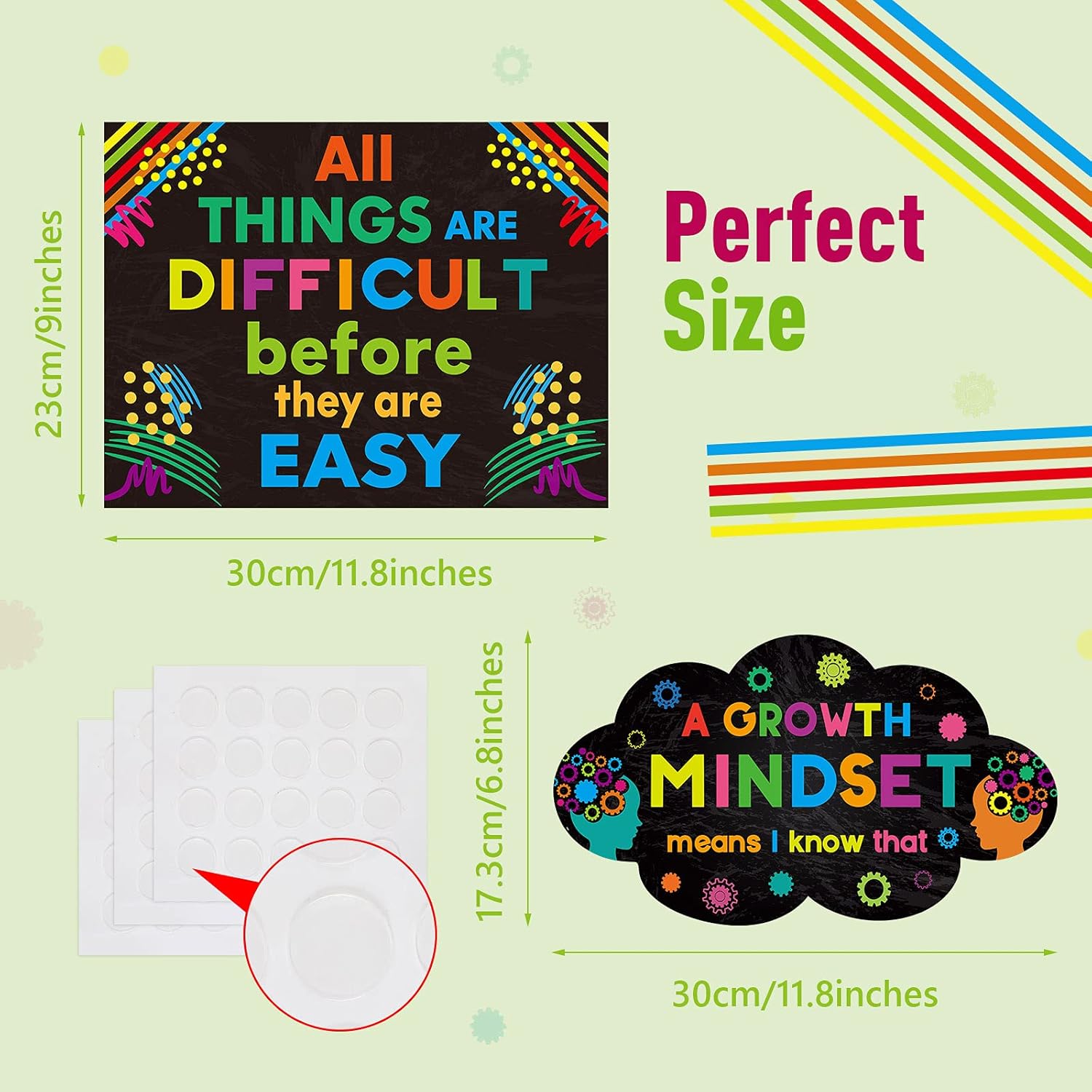 9 Pieces Growth Mindset Posters Inspirational Quote Classroom Poster ...