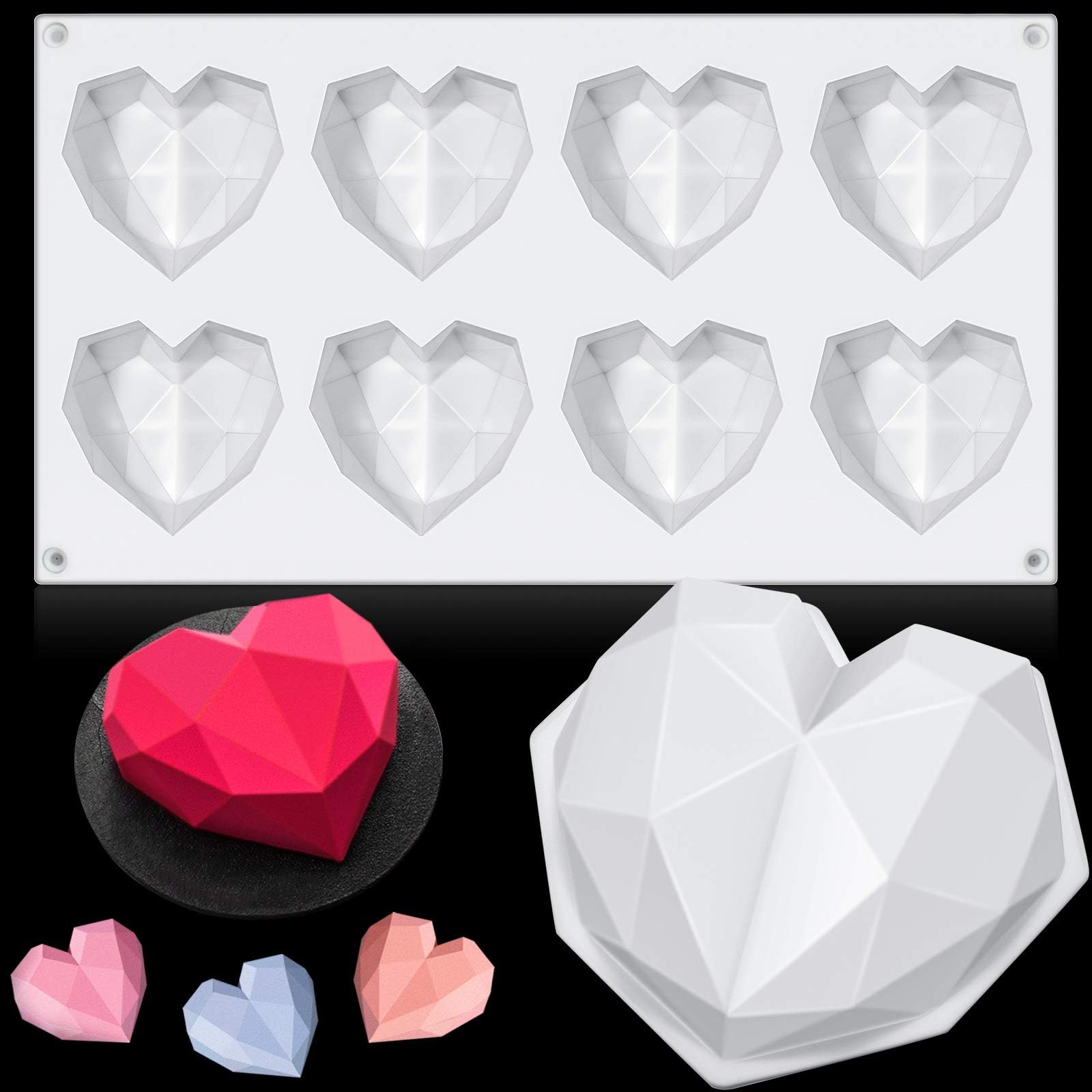 Amazon.com: Heart Shaped Chocolate Mold, Diamond Heart Mousse Cake Mold ...