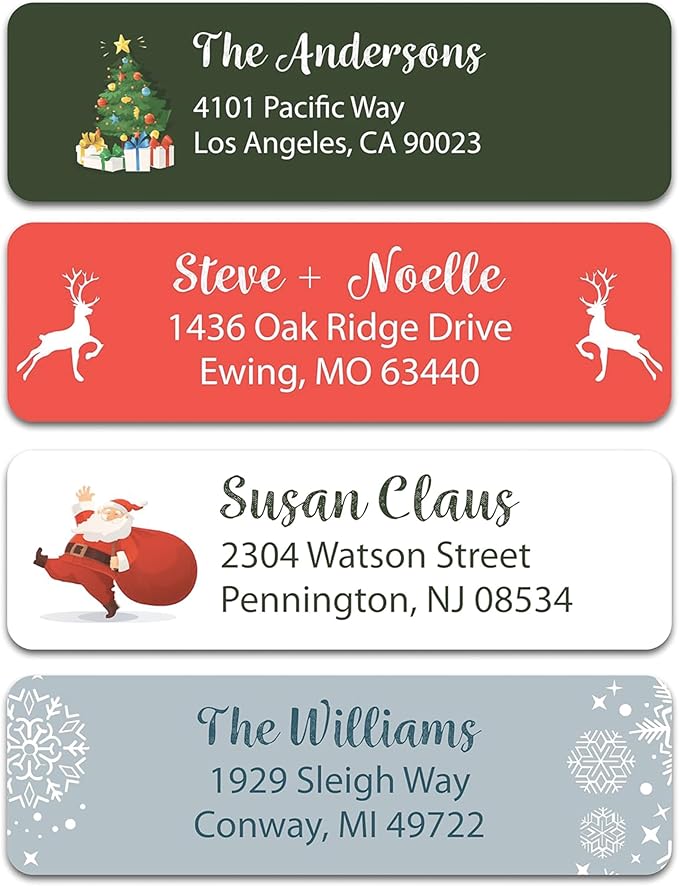 Amazon.com : Bunny Badges Personalized Christmas Return Address Labels ...