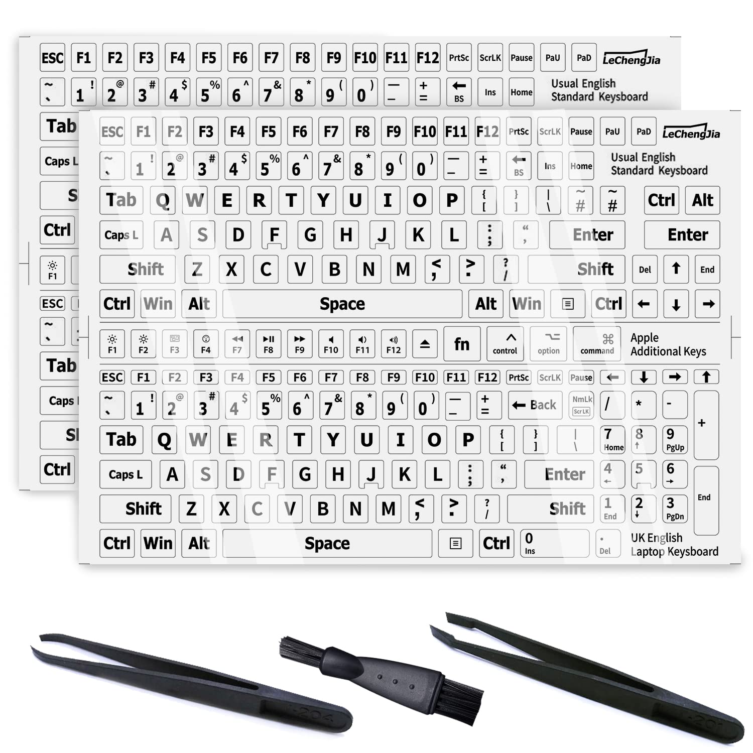 2 Kit Adesivi Tastiera,English Keyboard Stickers, Adatto A Tutte Le ...