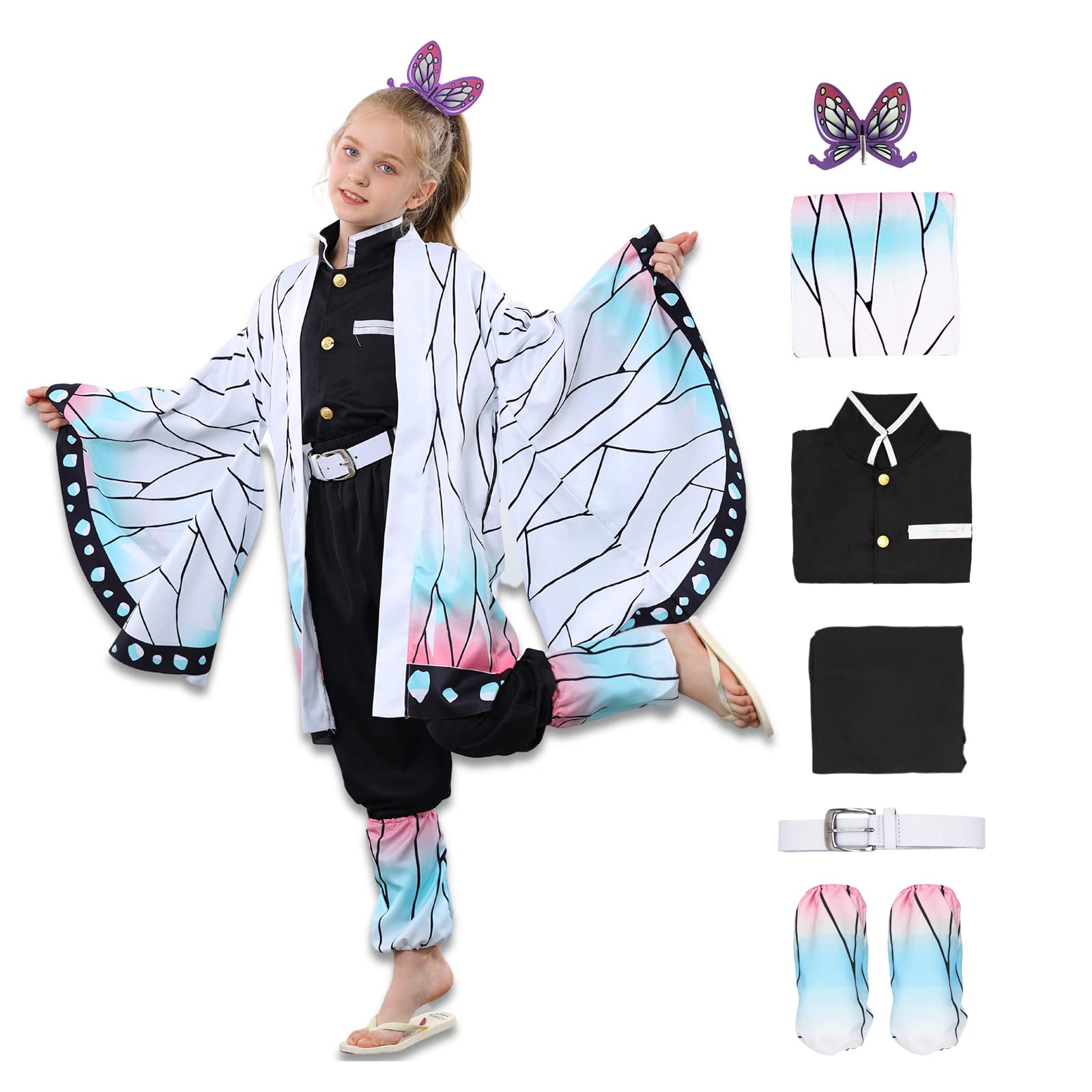 Buy Goodern Anime Kochou Shinobu Cosplay Costume for Kids Anime Shinobu ...