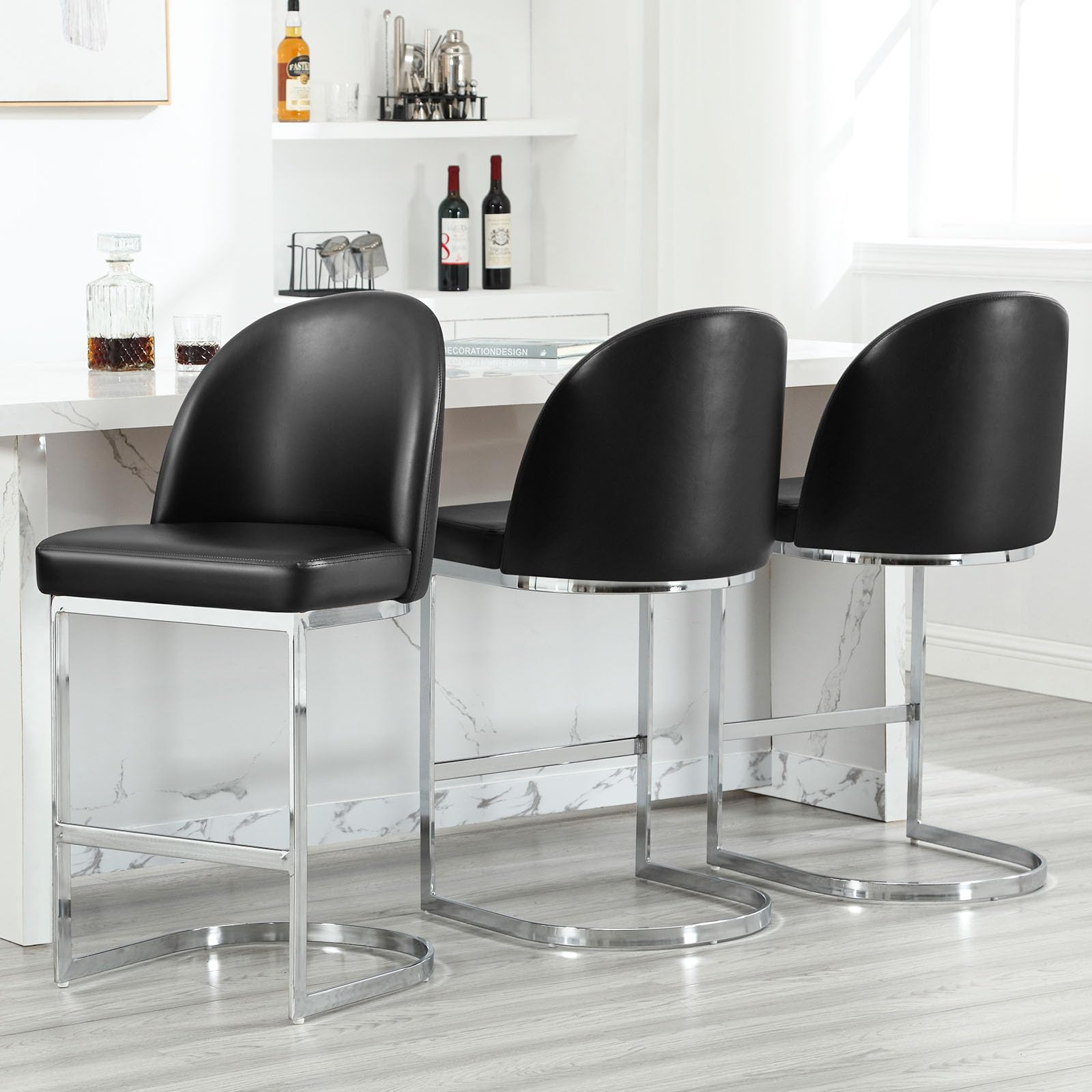 Amazon.com: Bekrvio Counter Height Bar Stools Set of 3, 26" Upholstered ...