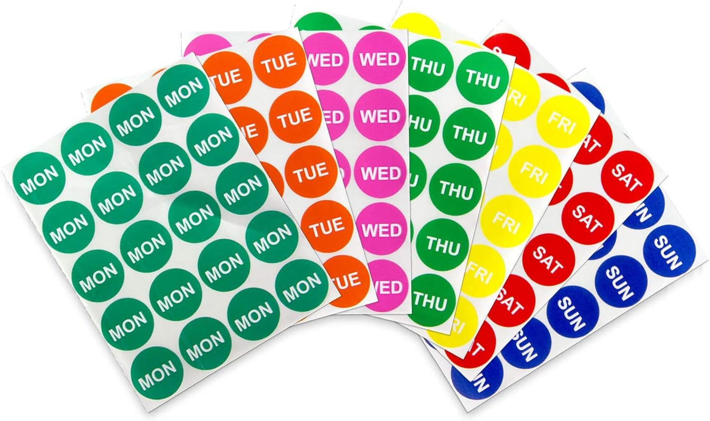 VishYogi Printers - 7 Days of The Week Labels Color Coding Dot Round ...