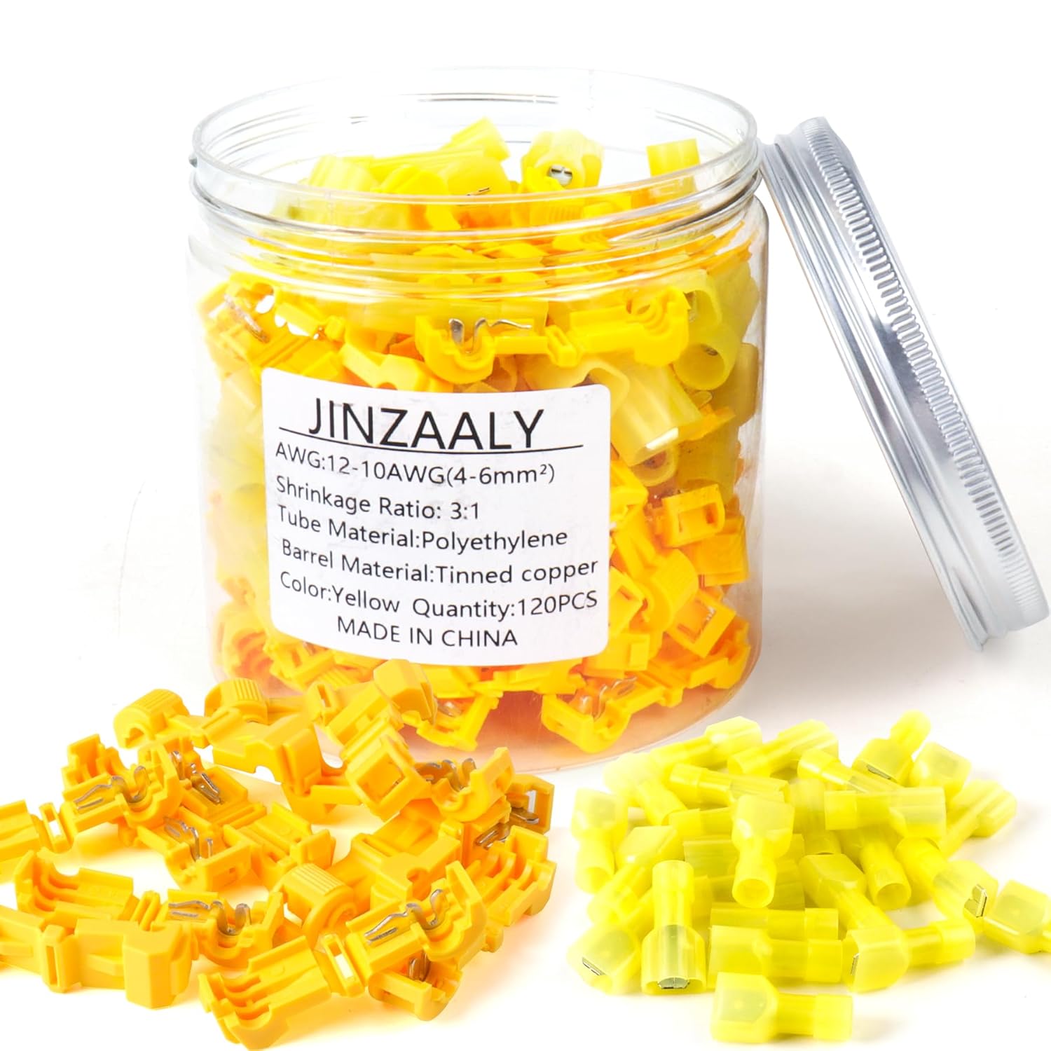 Jinzaaly 120 PCS/60 Pairs T Tap Wire Connectors - Yellow 12-10AWG ...