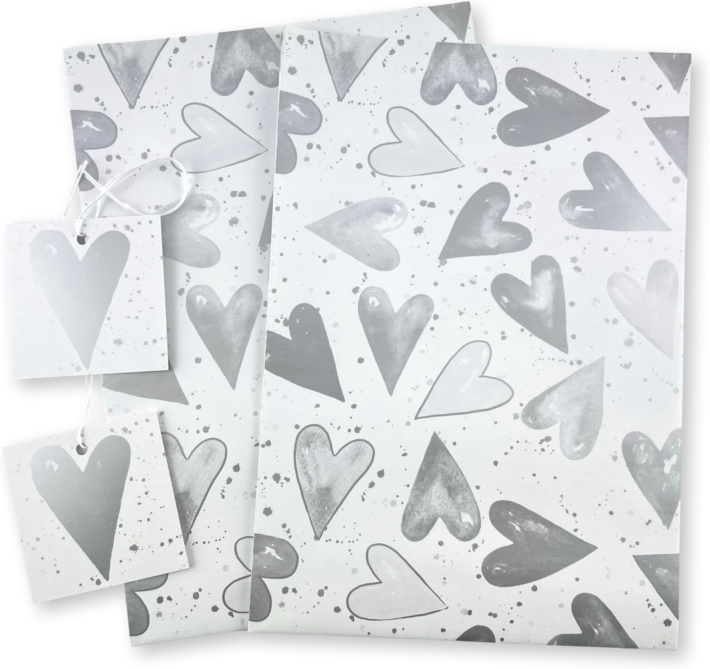 4 x Modern Love Heart Wrapping Paper Sheets | Eco Friendly Premium ...