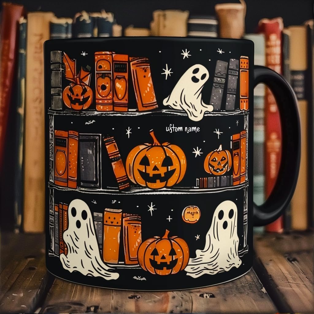 Amazon.com: Personalized Ghost Halloween Mug, Cute Ghost Pumpkin Mug, Custom Pumpkin Mugs ...