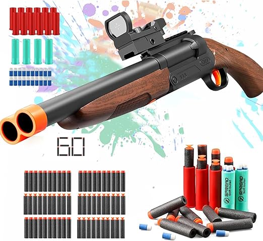 Amazon.com: Double Barrel Toy Gun Soft Bullet Shell Ejection Toy ...