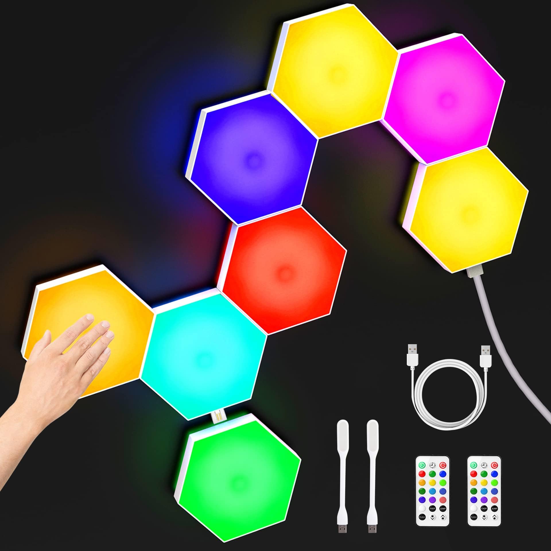 Hexagon Lights with Remote, Modular Touch Sensitive Lights, Dual ...