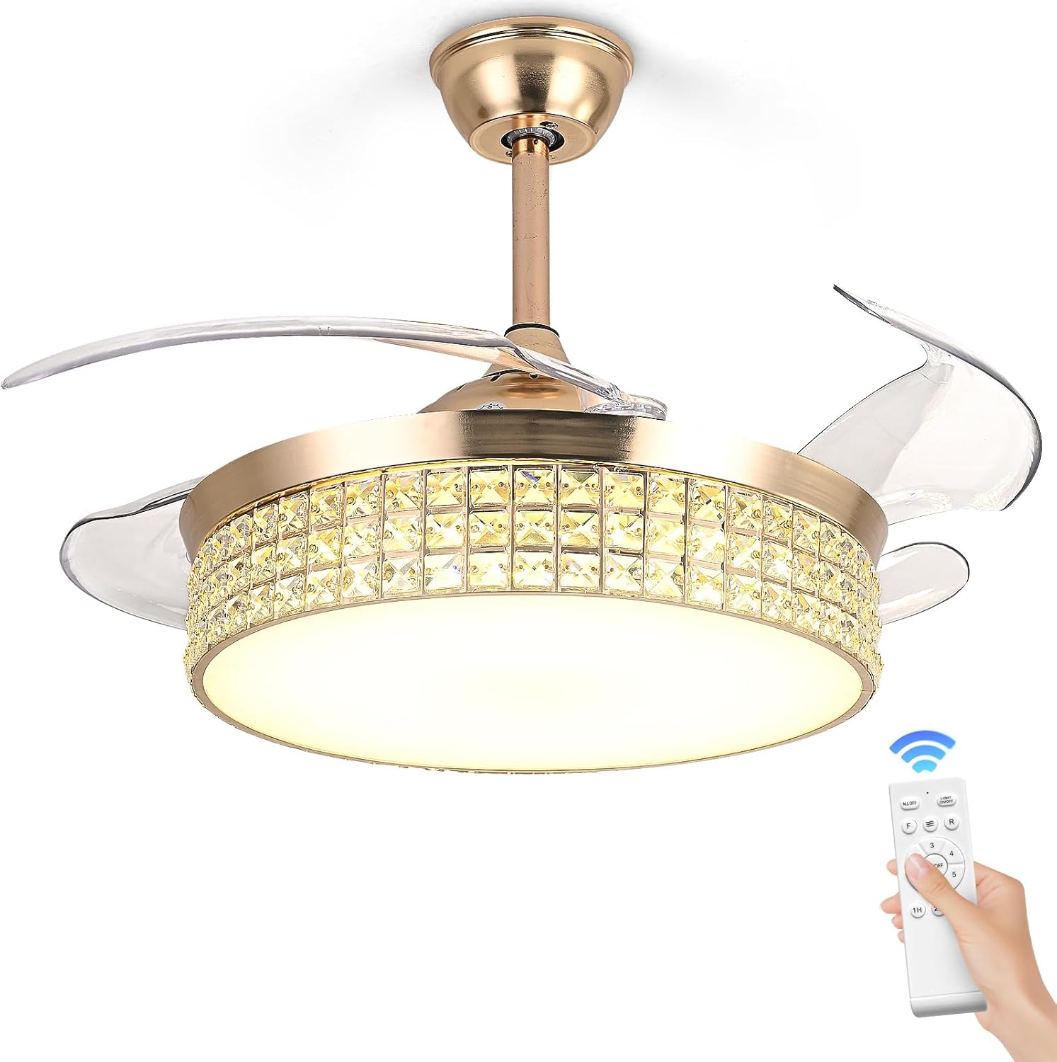 NOVFLAM Ceiling Fans with Lights, 48 inch Modern Low Profile Bladeless ...