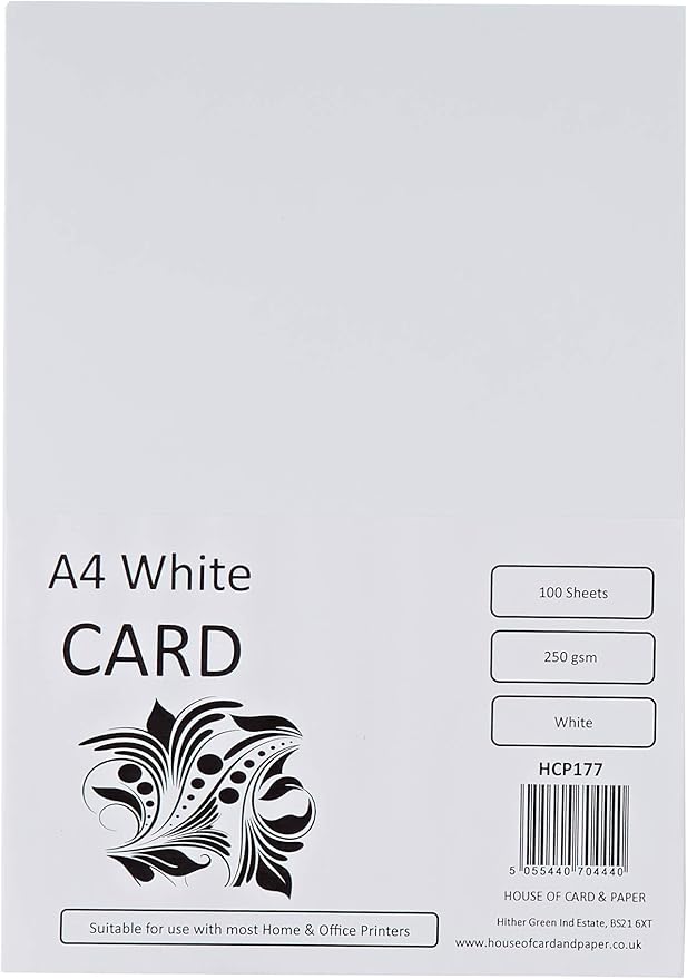 House of Card & Paper A4 250 gsm Card - White (Pack of 100 Sheets ...