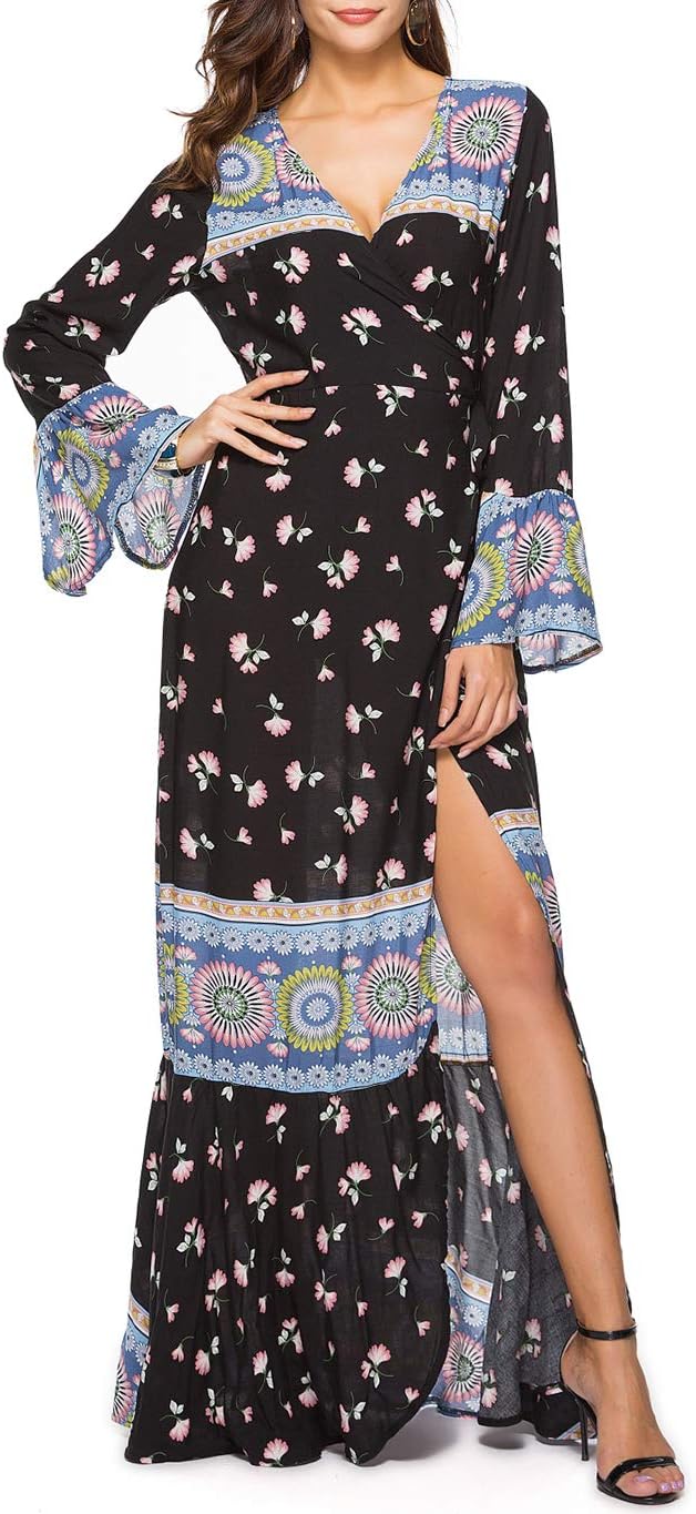 Amazon.com: Moschifia vestido maxi de fiesta de playa con estampado ...