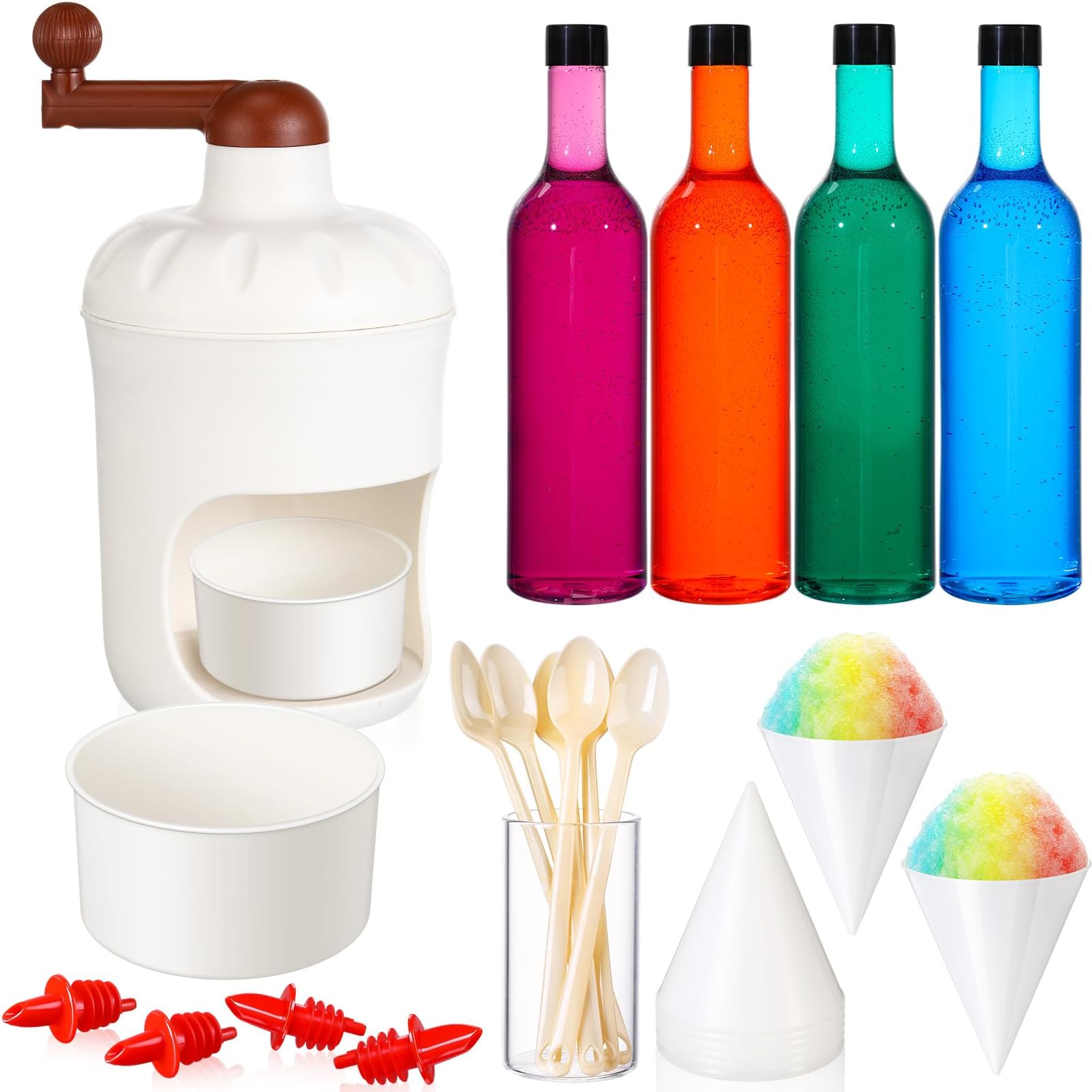 Amazon.com: Zubebe Snow Cone Shaved Ice Machine Kit 6 Reusable Snow ...