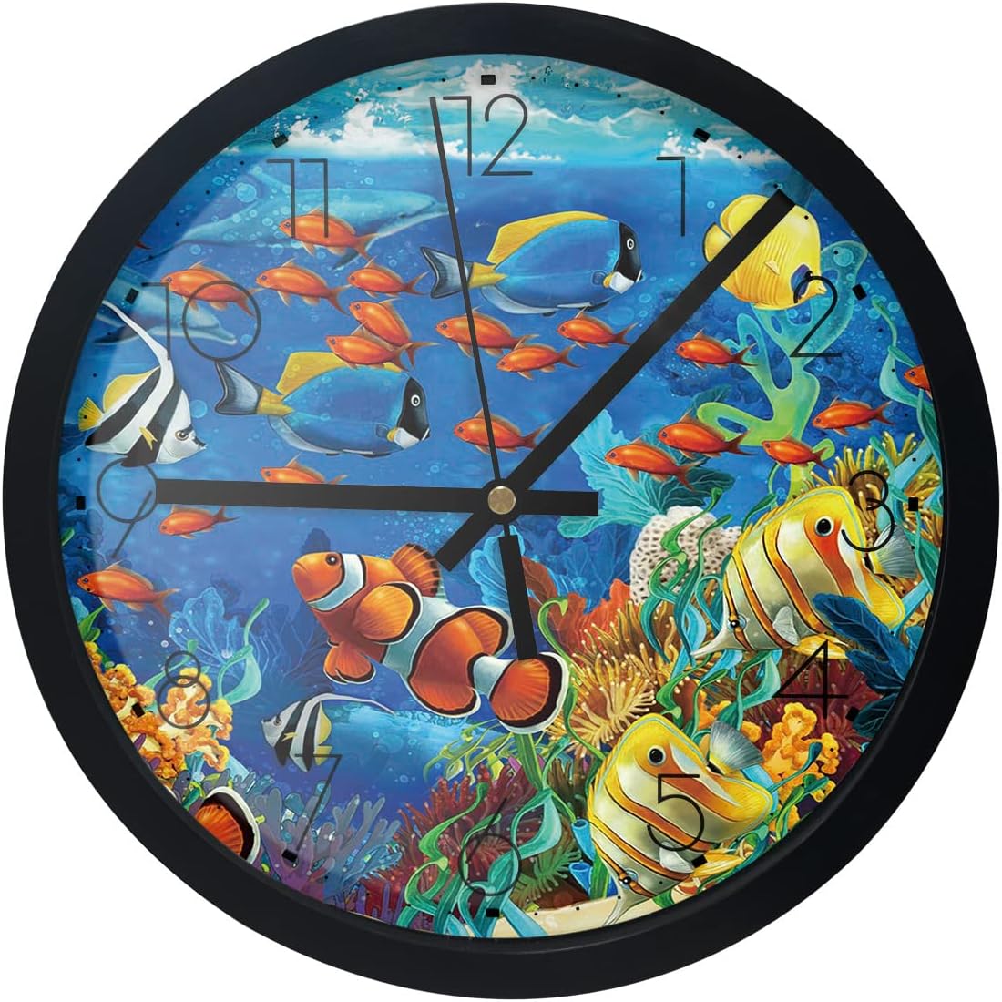 Amazon.com: 10 Inch Wall Clock Silent Non Ticking, Blue Ocean Tropical ...